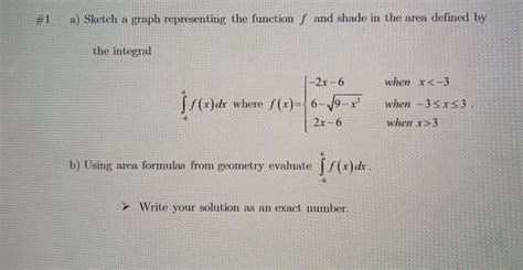 Solved 1 A Sketch A Graph Representing The Functionſ And