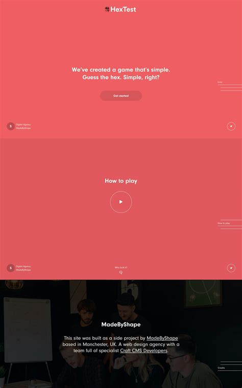 Hex Test One Page Website Award