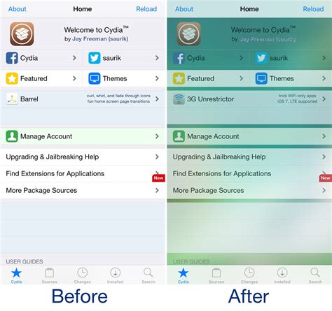 translucency lets your wallpaper bleed slightly through the cydia app s