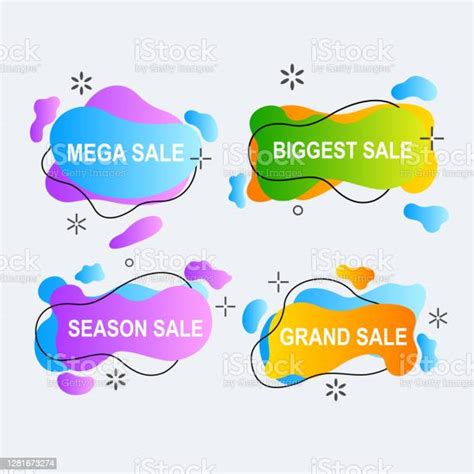 추상 아메바와 액체 모양다채로운 음성 거품 판매 배너 프로모션 세트 0명에 대한 스톡 벡터 아트 및 기타 이미지 0명 가격