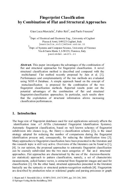 pdf fingerprint classification by combination of flat and structural