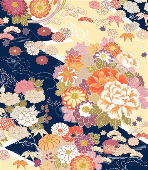 21945552 Montage Of Traditional Kimono Motifs Stock Vector Pattern