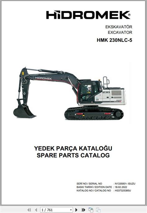 Hidromek Excavator HMK 230NLC-5 Spare Parts Catalog H337325300U EN TR ...