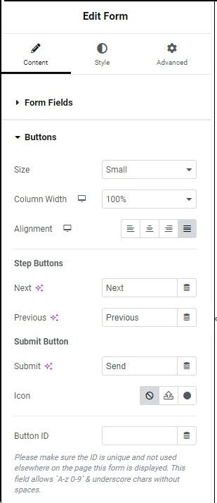 Form Widget Elementor