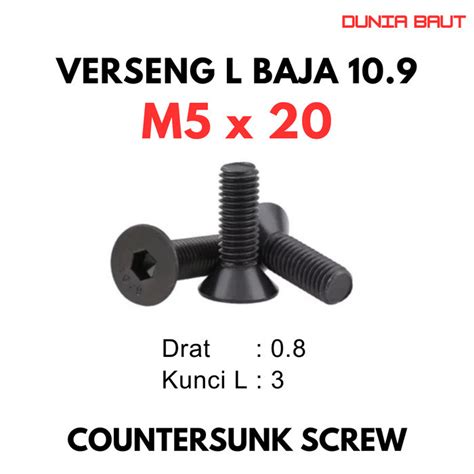 Jual Baja 10 9 Baut Jfl M5x20 Baut Verseng L 5x20 Countersunk L M5