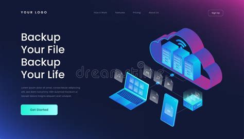 template technological concept for uploading file landing page gradient