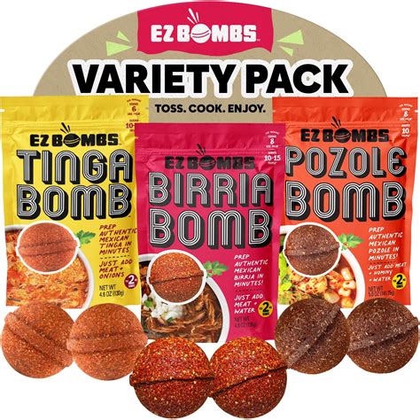 Ez Bombs Variety Pack Pozole Tinga And Birria Bomb Authentic Mexican