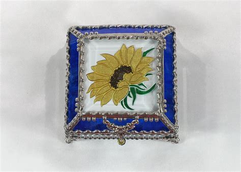 Sunflowerstained Glass Keepsake Boxjewelry Box Faberge Style