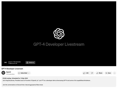 [gpt 4] openai developer live stream in 2 hours r openai
