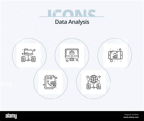 Data Analysis Line Icon Pack 5 Icon Design Data Digital Management