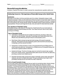 Renewable Energy Introduction Article By Sam In Science TPT