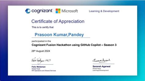 Cognizant Microsoft Hackathon Githubcopilot Githubcopilotseason3 Prasoon Pandey