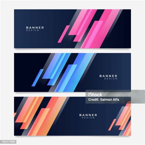 Spanduk Web Berwarnawarni Dengan Bentuk Gelombang Dan Geometris Koleksi
