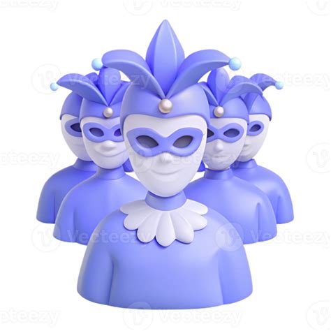 Group Of Masked Jester Characters In 3d 52553536 Png