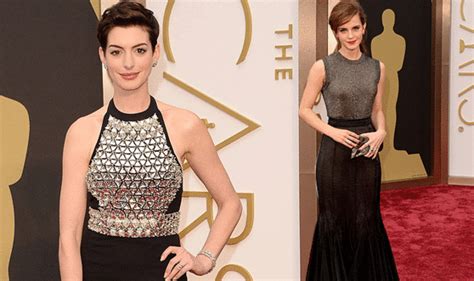 Oscars 2014 Emma Watson And Anne Hathaway Look Chic In Figure Hugging Lbds Celebrity News