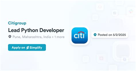 Lead Python Developer Citigroup Simplify Jobs