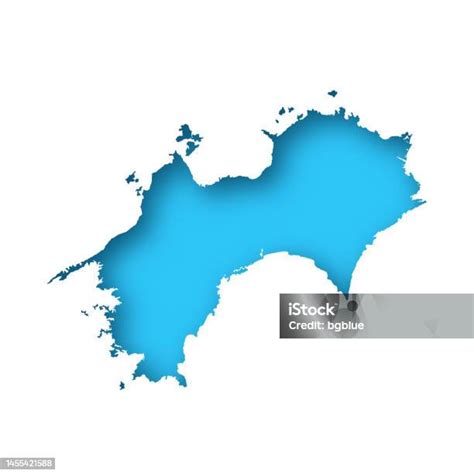시코쿠 지도 파란색 배경에 잘라낸 백서 0명에 대한 스톡 벡터 아트 및 기타 이미지 0명 3차원 형태 공란 Istock