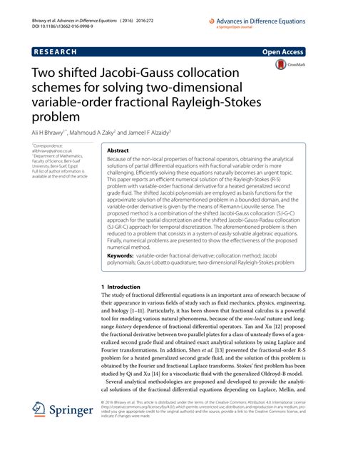 Pdf Two Shifted Jacobi Gauss Collocation Schemes For Solving Two