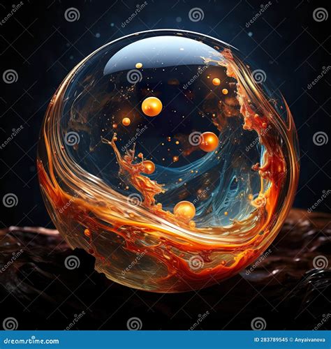 A Glass Ball Filled With Liquid Sitting On Top Of A Table Generative