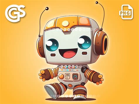 Happy Robot Png Twitch Emote T Shirt Digital File Kawaii Robot Cute Sublimation Vector Dtg