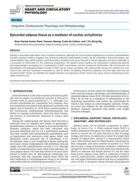 Pdf Epicardial Adipose Tissue As A Mediator Of Cardiac Arrhythmias