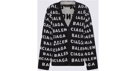 Balenciaga And Wool Blend Cardigan In Black Lyst