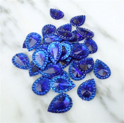 13x10 Sapphire Blue Standard Teardrop 20pcs Happy Place Bling
