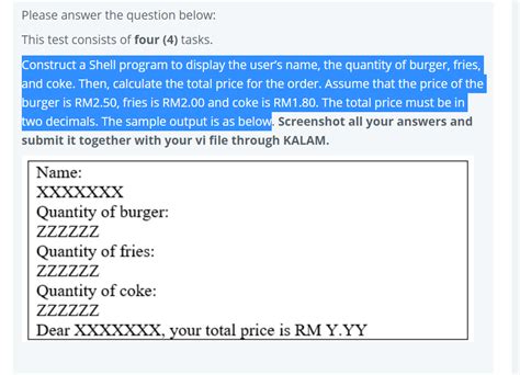 Solved Construct A Shell Program To Display The Users Name