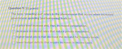 Solved Question 9 10 ﻿points The Term Crowding Out Refers