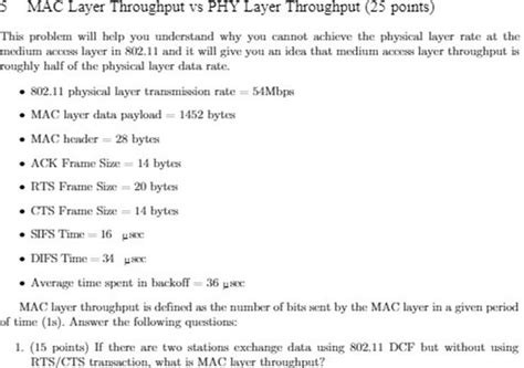 Solved 5 Mac Layer Throughput Vs Phy Layer Throughput 25 Points This 1 Answer