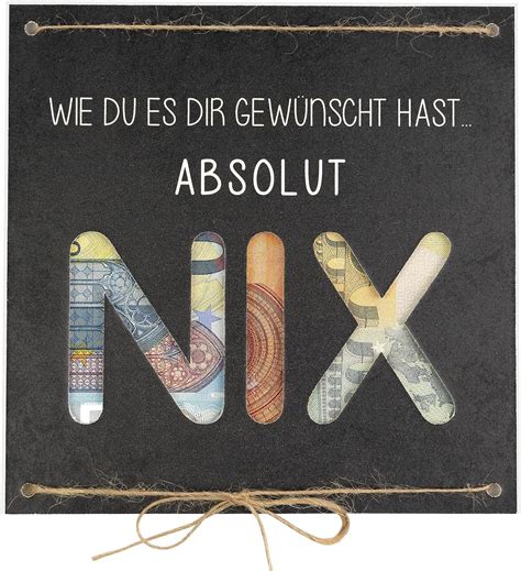 Suaflny NIX Geschenk Geldgeschenk als Grußkarte NIX Geldgeschenk