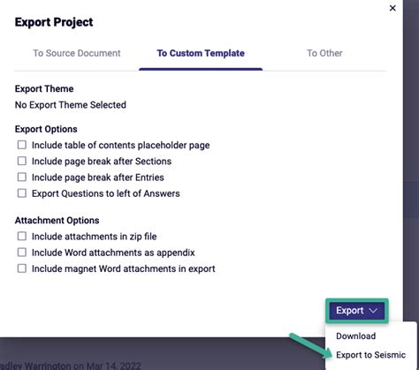 Can I Export My Loopio Project To A Seismic Workspace Loopio Help Center