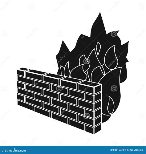 Firewall Icon In Black Style Isolated On White Background Hackers And