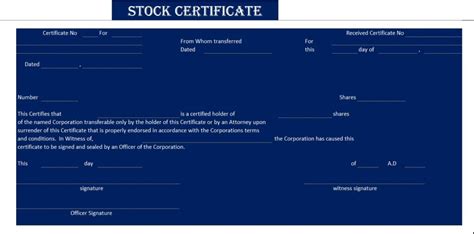 Free Stock Certificate Templates Excel Word Template Stock