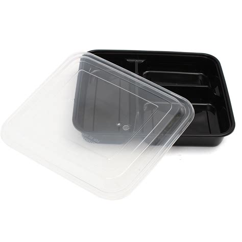 10pcs Meal Prep Lunch Box 3 Compartment Plastic Reusable Kitchen