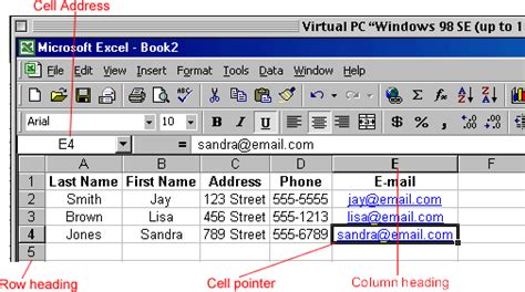 Excel 2000 The Excel Window