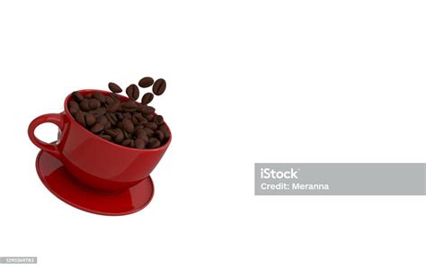 커피 한 잔과 사실적인 커피 콩 부동 3d 렌더링 배경 커피 콩의 질량을 닫습니다 가득 찬에 대한 스톡 사진 및 기타 이미지