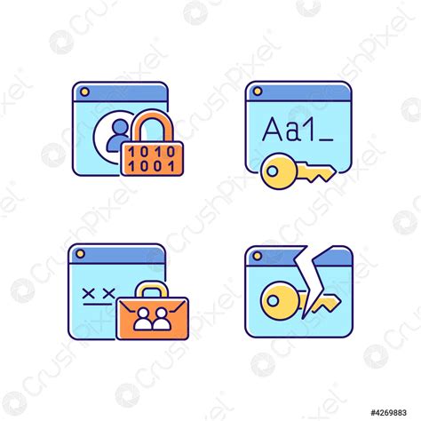 Password Encryption Rgb Color Icons Set Stock Vector 4269883 Crushpixel