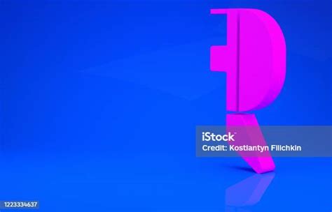 분홍색 펜싱 헬멧 마스크 아이콘 파란색 배경에 격리 전통적인 스포츠 방어 미니멀리즘 개념 3d 일러스트레이션 3d 렌더링 3차원 형태에 대한 스톡 사진 및 기타 이미지