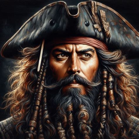 Edward Teach Blackbeard Portrait Artwork Pixelzcc