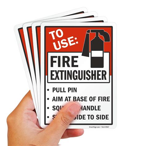 Buy Smartsign 4 Pack 7 X 5 To Use Fire Extinguisher Pull Pin At