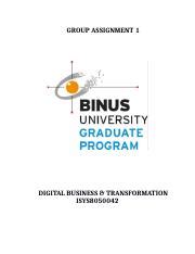Group Assignment SCM Docx GROUP ASSIGNMENT DIGITAL BUSINESS TRANSFORMATION ISYS