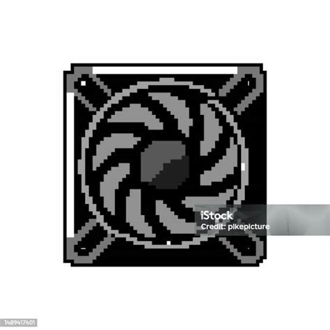 Cpu Cooling Fan Pc Game Pixel Art Vector Illustration Vecteurs Libres