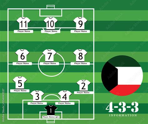 Line Up Football Tournament Vector Illustration Country Team Lineup