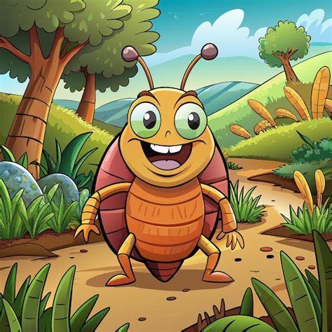 мультфильмный образ жука с улыбающимся лицом Премиум Ai сгенерированный вектор