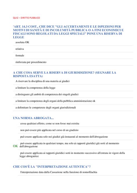 Esercizi Esame Di Diritto Pubblico Prove Desame Di Diritto Pubblico