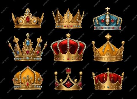 배경 만화 벡터 일러스트 레이 션에 왕 여왕 왕자 또는 Princessisolated에 대한 중세 왕실의 왕관 프리미엄 사진