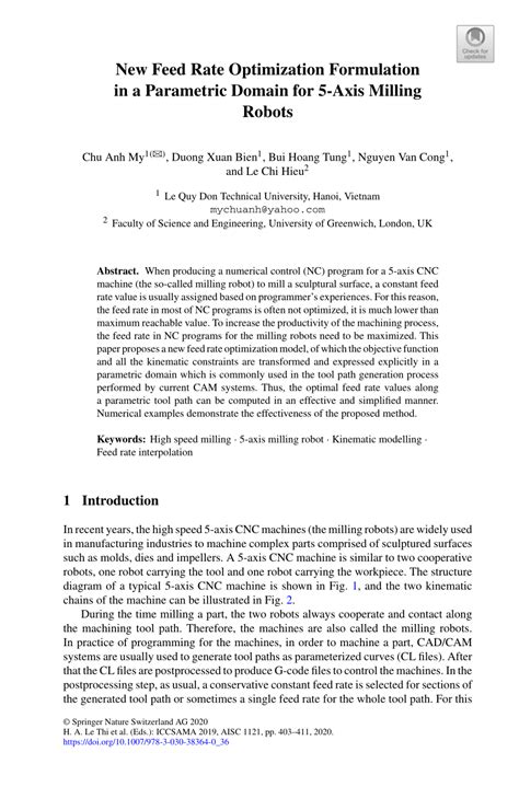 pdf new feed rate optimization formulation in a parametric domain for