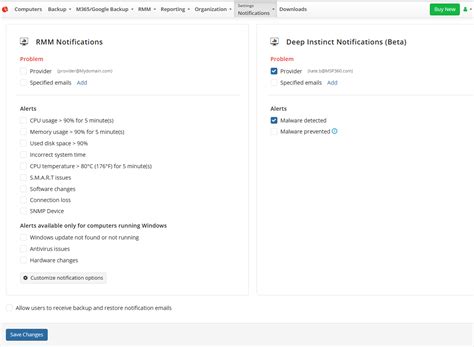 Customize Notification Options