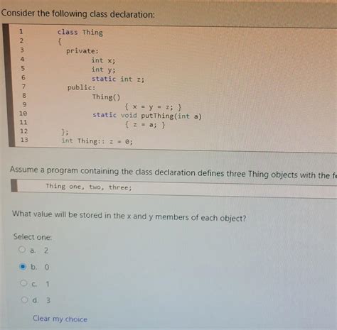 Solved Consider The Following Class Declaration 1 2 Class